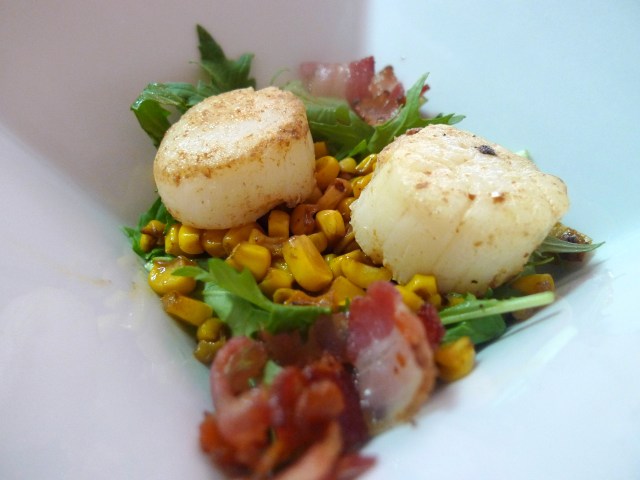 Seared Scallops with Corn Velouté | food comas