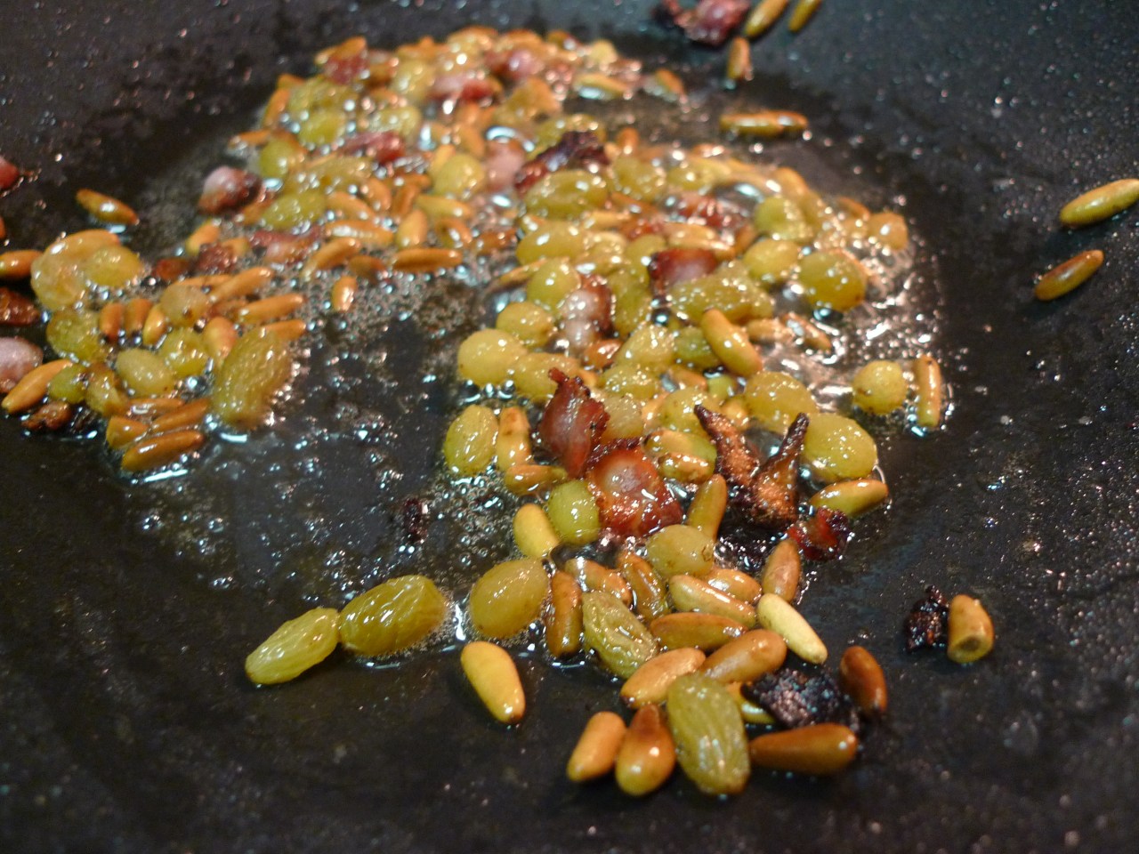 Rainbow Chard with Raisins, Pine Nuts, and Serrano Ham | food comas